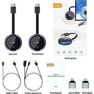 Wireless HDMI Transmitter and Receiver 4K, TIMBOOTECH Streaming Media Video/Audio/File HDMI Wireless Extender 5G Kit for Laptop, Camera, Cable Box, Netfix, PS5, Phone to Monitor, Projector, HDTV 165FT