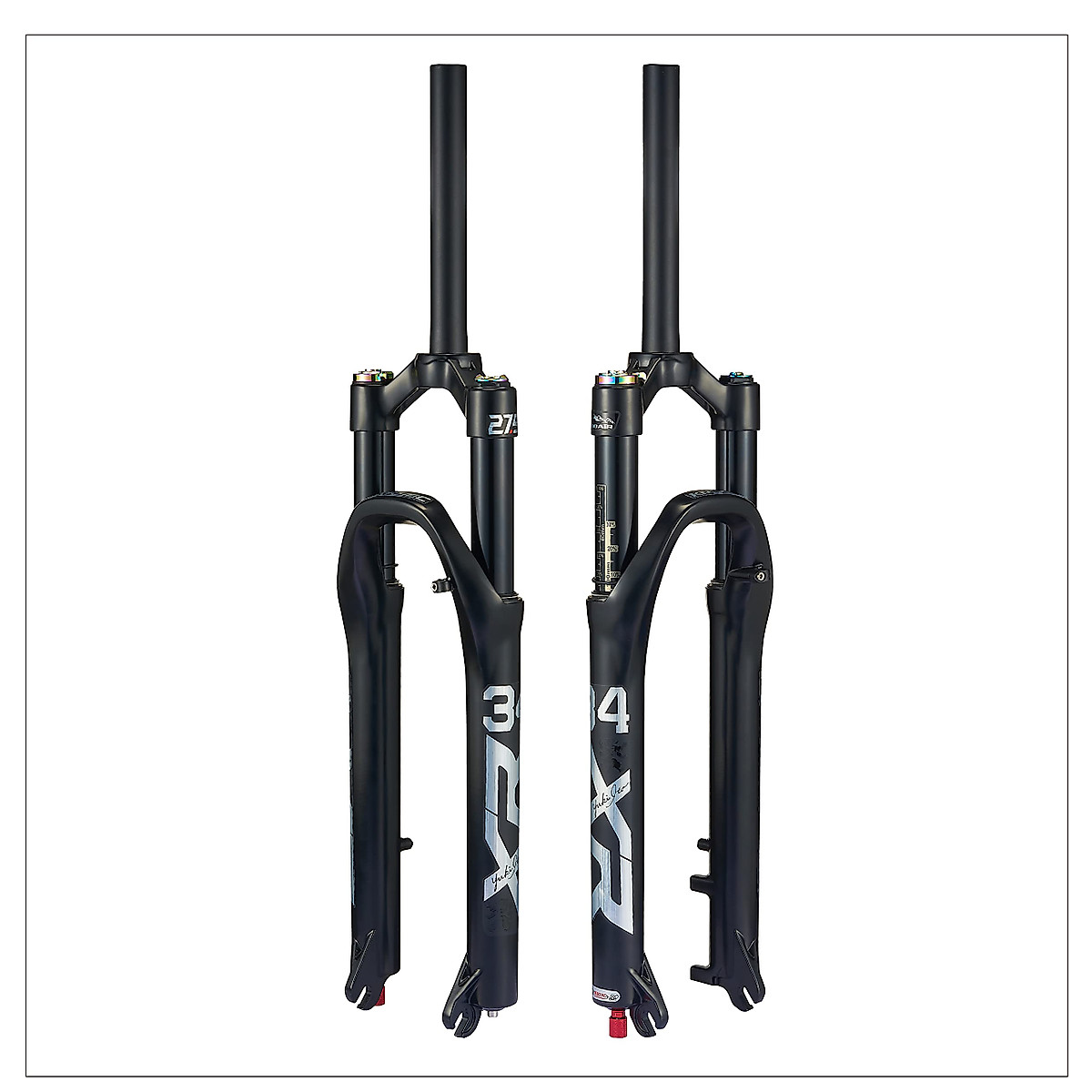 KRSEC Air Suspension Fork 27.5 inch Mountain Bike Travel 120mm Quick Release QR 9mm 28.6mm Straight Tube Manual Lockout Rebound Adjustable Ultralight Mountain Bike Front Forks XC AM 27.5"