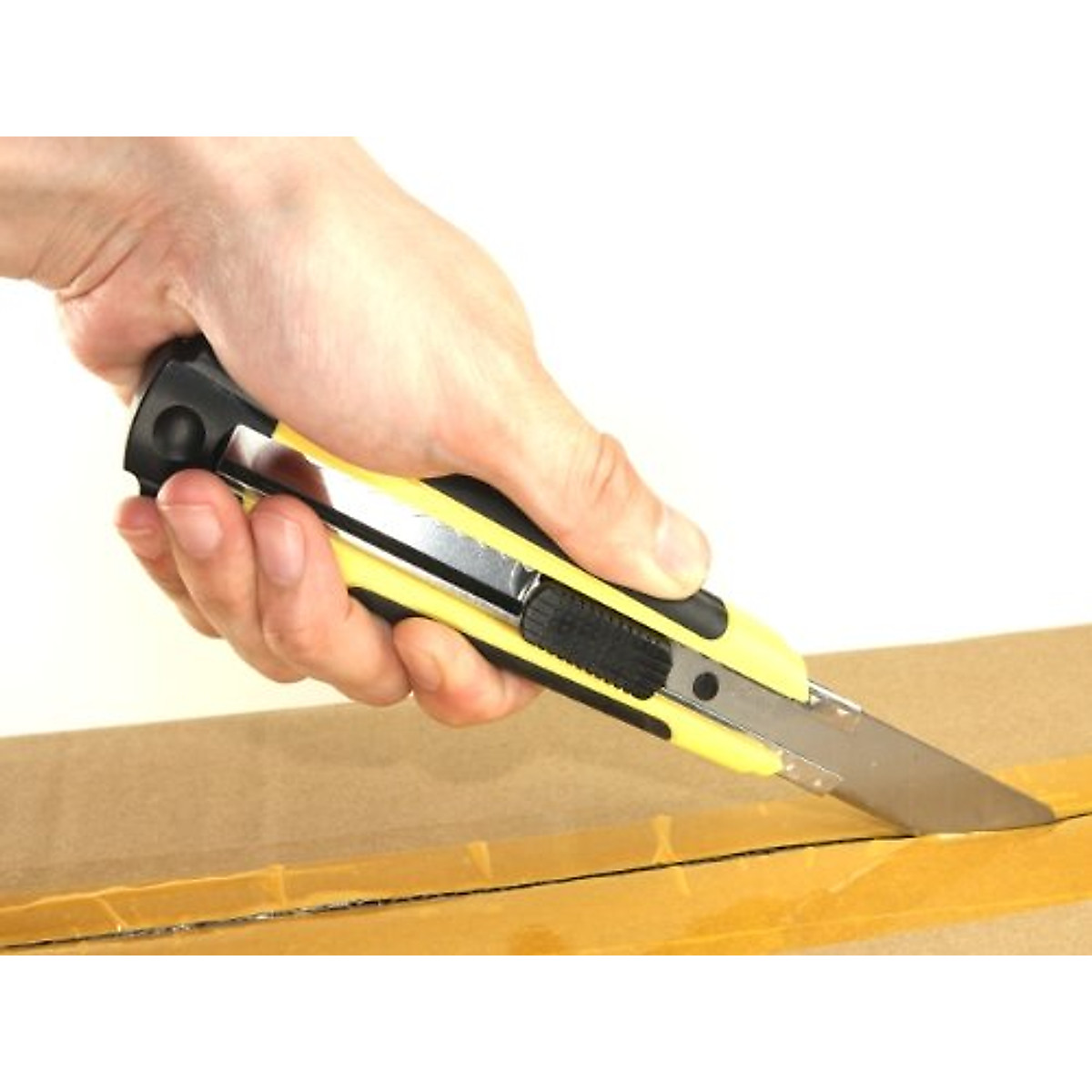SDI-5431 Snap-off Utility Knife with 12 Set of Sk2+cr Blades, 18mm Heavy Duty Rubber Grip Cutter for Right or Left Handed User