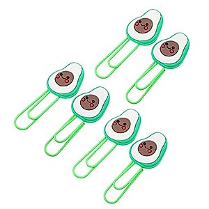 6Pcs Paper Clips Fruit-shape Bookmarks Paper Clamp Flexible Large Office Paperclips for Office School and Personal Use, avocado shape