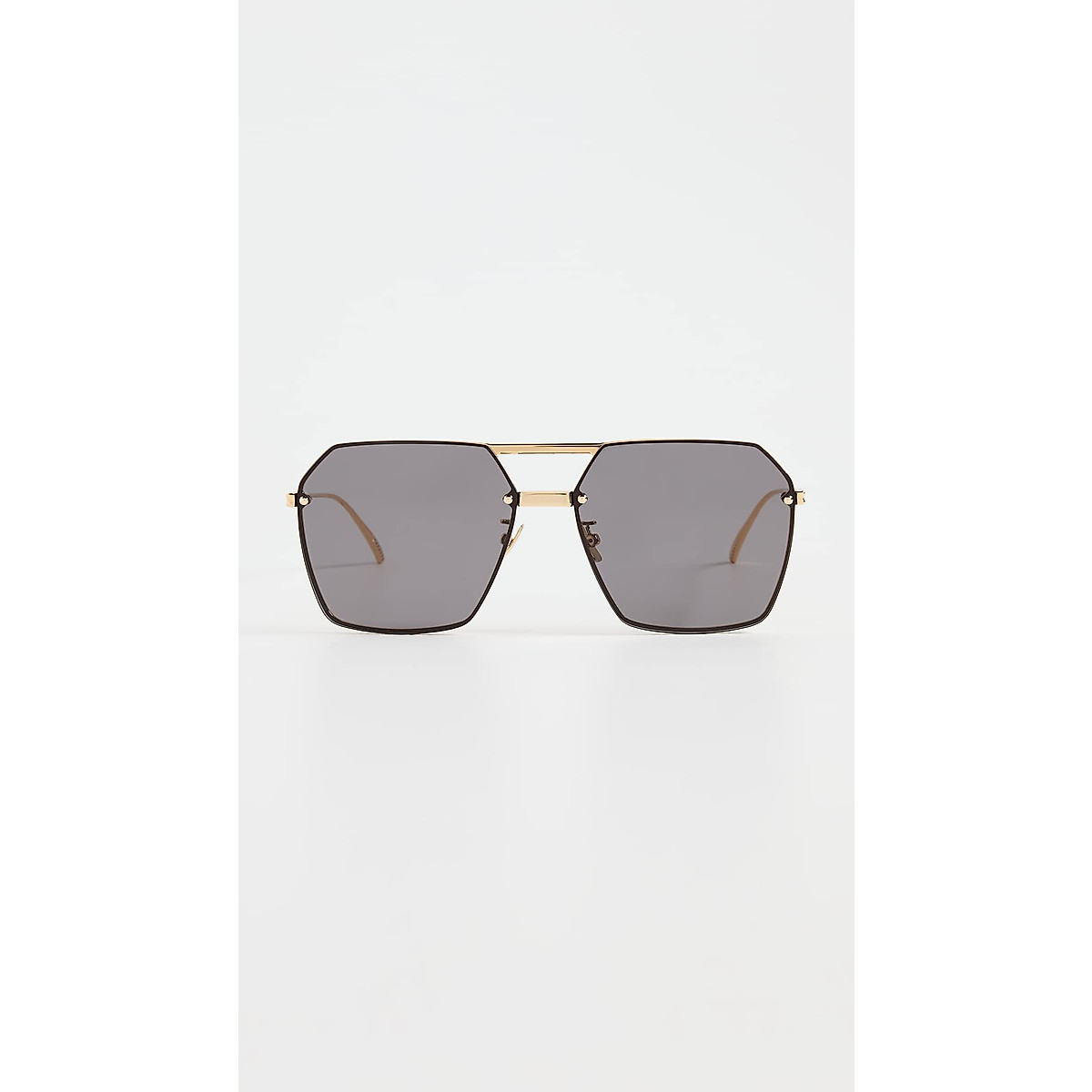 Bottega Veneta Oversized Geometric Aviators, Gold/Gold/Grey, One Size