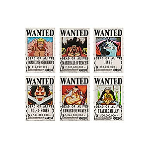 Xiumui OP Pirate Anime Wanted Poster 28.5cm×19.5cm, New Edition, Zorro, Luffy, 1.5 billion, Set of 24