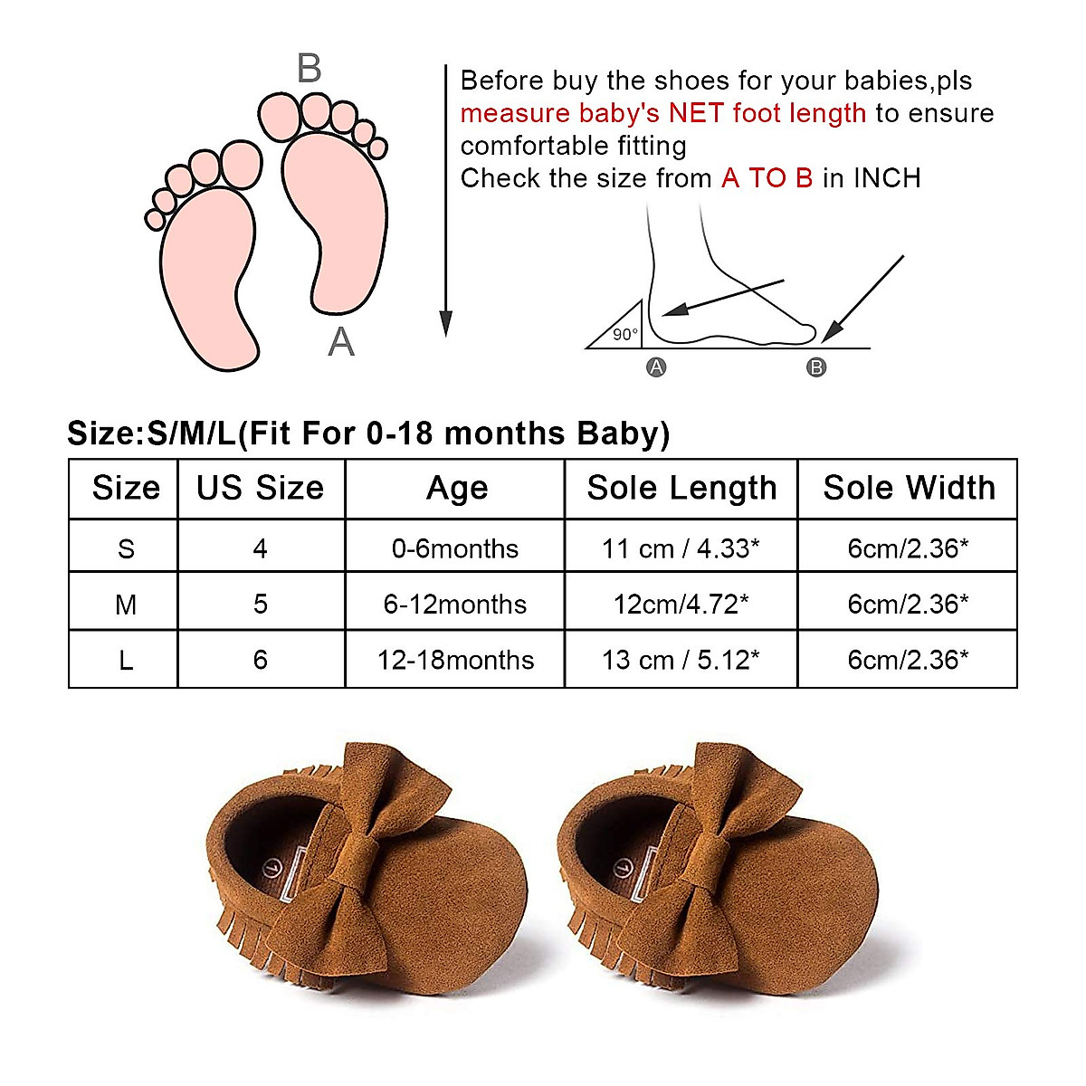 LIVEBOX Infant Baby Girls and Boys Premium Soft Sole Moccasins Tassels Prewalker Anti-Slip Toddler Shoes