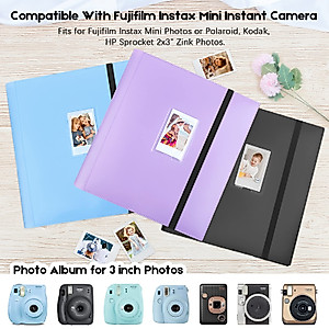 Veicevol 560 Pockets Photo Album for Fujifilm Instax Mini Camera, Album for Polaroid Photo, Photo Album for Fujifilm Instax Mini 12 11 9 40 90 8 Evo LiPlay Instant Camera, 2x3 Photo Album (Purple)