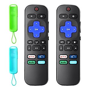 New Universal TV Remote Control for Roku TV, for TCL/Hisense/Sharp/Philibs/Onn/Element/Insignia Roku TV with Soft Case (NOT for Roku Stick or Box) (Pack of 2)