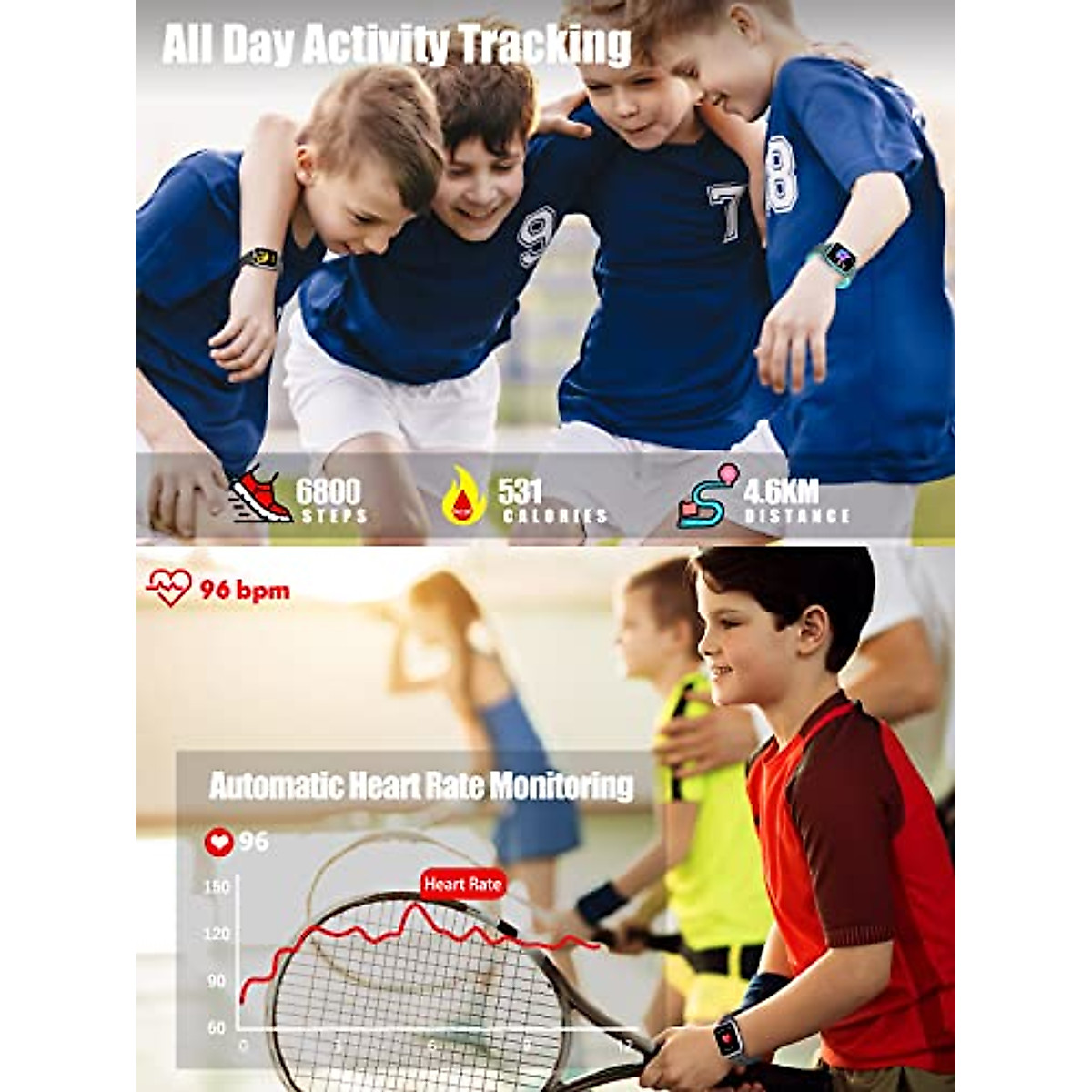 MgaoLo Kids Smart Watch for Boys Girls,Games Fitness Tracker with HR Sleep Monitor,Sport Activity Tracker with Pedometer Steps for Fitbit Calories Counter,DIY Watch Face Touchscreen (Green)