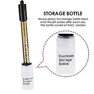 Replacement pH Electrode with Calibration Powder, 0-14 pH Highly Accurate Probe with BNC Connector & 200cm Cable for Continuous Liquid Measurement