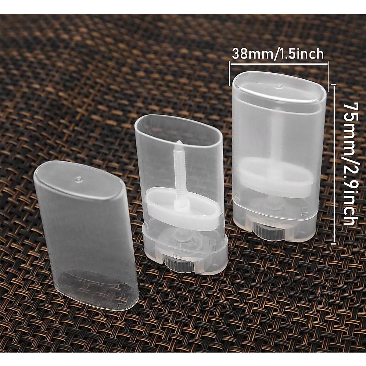 Xiboya textile Empty Oval Deodorant Lip Lipstick Balm Tubes Containers Plastic 20PCS 15ML Transparent (15ml, Transparent)