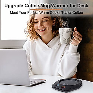 Mug Warmer Coffee Cup Warmer for Desk: Electric Coffee Warmer for Desk 2/4/8 Hours Auto Shut Off with 5 Control Temperature Settings - Large Smart Beverage Heating Plate for Home and Office Use Black