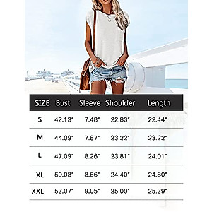 MEROKEETY Women's Casual Cap Sleeve T Shirts Basic Summer Tops Loose Solid Color Blouse White