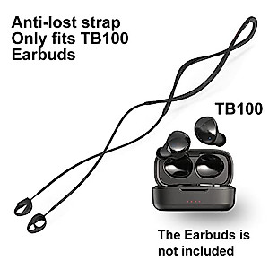 smaate Anti-Lost Strap Compatible with iLuv TB100 Earbuds, Soft Silicone Cord for Sports, Black