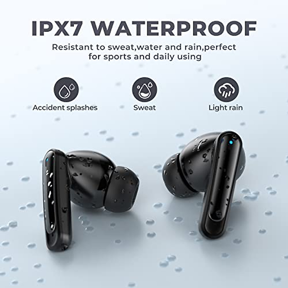 ANINUALE Wireless Earbuds Bluetooth 5.3 Headphones 60H Playtime Earphones with LED Power Display Charging Case Microphone IPX7 Waterproof in-Ear Earbuds for Sports iPhone Android TV Laptop
