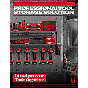 Power Tool Organizer, Garage Organization with 7 Drill Holders, Amoowis Tool Box Organizers and Storage Wall Mount, Metal Shelf Heavy Duty, Utility Rack for Screwdriver Pegboard Shed Workshop