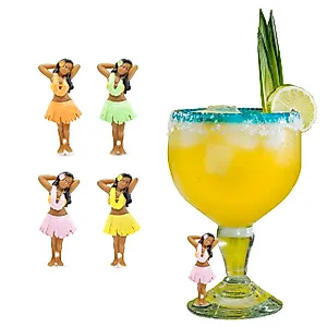 NPW Buddies Hula Girls (4 Pack) Drink Charm, Multi