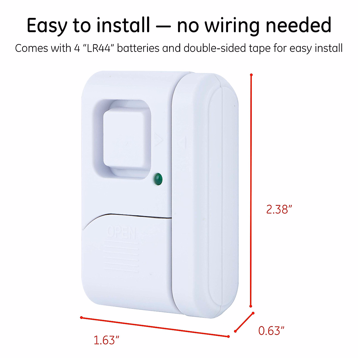 GE Personal Security Window and Door Alarm, 4 Pack, DIY Protection, Burglar Alert, Wireless Chime/Alarm, Easy Installation, Home Security, Ideal for Home, Garage, Apartment and More,White, 45174