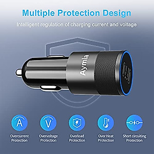 [Apple MFi Certified] Aymla Dual 20W USB C Fast Car Charger for iPhone 14 Pro Max/14 Plus/13/12/mini/11/XS/XR/X/8/Plus, 40W PD Cigarette Lighter Adapter with 2 Pack Type C to Lightning Cable 3.3ft