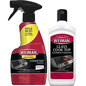 Weiman Ceramic and Glass Cooktop - 10 Ounce - Stove Top Daily Cleaner Kit - 12 Ounce - Glass Induction Cooktop Cleaning Bundle for Heavy Duty Mess Cleans Burnt-on Food