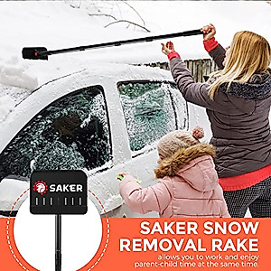 Saker Collapsible Snow Removal & Ice Scraper Kit-Extendable Ice Scraper|Extendable Grip Snow Scraper, Magical Car Windshield Ice Snow Remover Scraper Tool