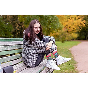 Tipi Toe Women's 12 Pairs Lightweight Colorful Funny Monster Faces Striped Patterned Crazy Socks For Women Size 9-11, WC81-T1