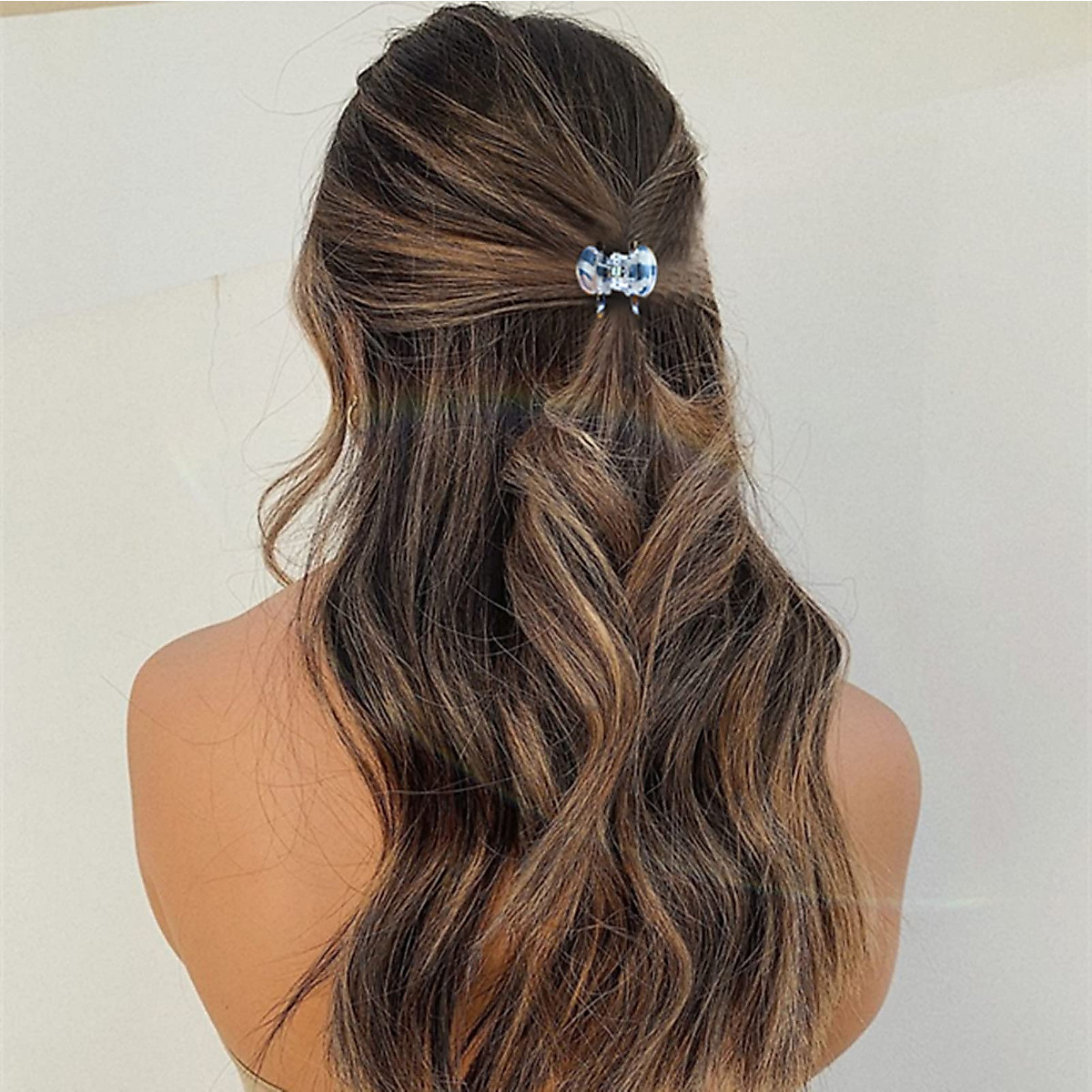 Carede Mini 1.2 inch Plastic No-Slip Grip Jaw Hair Clip,Floral Printed Small Acrylic Hair Claw Clips for Girls and Women,Pack of 12