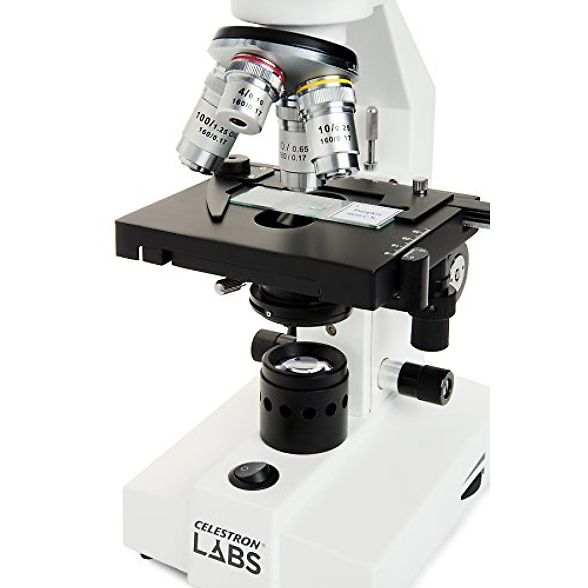 Celestron – Celestron Labs – Binocular Head Compound Microscope – 40-2000x Magnification – Adjustable Mechanical Stage – Includes 2 Eyepieces and 10 Prepared Slides