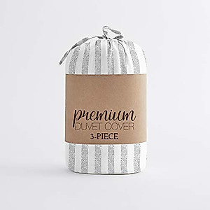 Linen Market Duvet Cover Set, Rugged Stripes Light Gray, King/California King