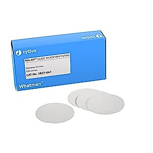 Whatman 1827-047 Glass Microfiber Binder Free Filter, 1.5 Micron, 3.7 S/100Ml Flow Rate, Grade 934-Ah, 47mm Diameter (00), Fluid_Ounces, Degree C, Glass Microfiber, (00)
