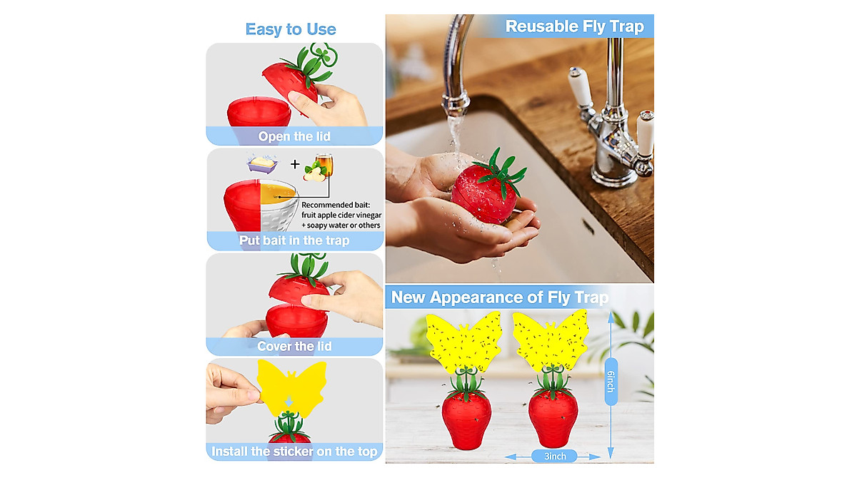 Fruit Fly Trap for Indoors,Effective Fruit Fly Killer Catcher Gnat Trap ...