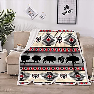 MAHOME Southwest Native American Throw , Indian Tribal Aztec Ultra Soft Cozy Blanket Geometry Pattern Travel Couch Bed Plush Blanket (51x59(130x150cm)), 51 in x 59 in (130 x 150 cm)