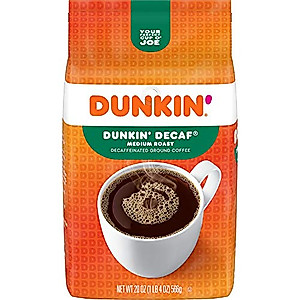 Dunkin' Decaf Medium Roast Ground Coffee, 20 Ounce (Pack of 6)