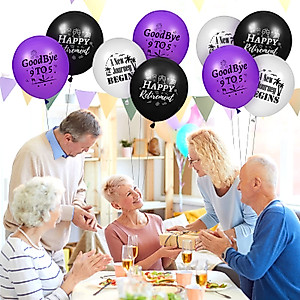 40 PCS Purple Retirement Decoration Balloons, Purple and Black Latex Balloons for Women Men Female Friends Happy Retirement Theme Party Office Farewell Indoor Outdoor Party Supplies, 12 Inch