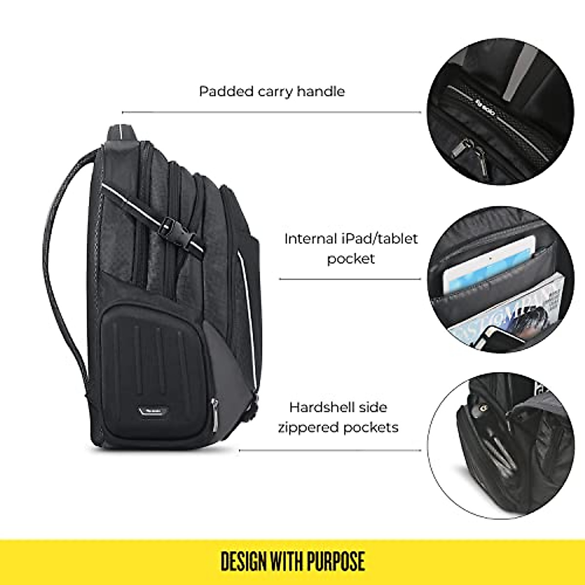 Solo New York Rival 17.3 Inch Laptop Backpack with Hardshell Side Pockets, Black