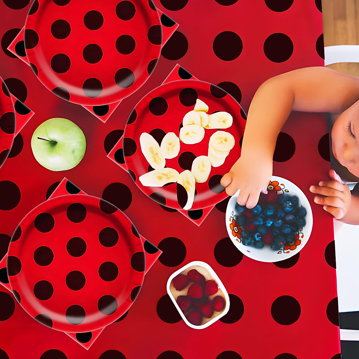 Menipros Ladybug Birthday Party Supplies,Ladybug Party Tableware Sets Includes 20 Ladybug Plates and 20 Ladybug Napkins