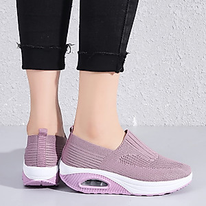 Touchmosees Women Platform Nurse Sneakers Air Cushion Orthopedic Diabetic Walking Wedge Sneaker Toning Rocker Shoes 2266 Pink 41