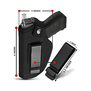 Gun Holsters for Pistols 9mm, Pistol Holster, Gun Holster for Women/Men, 380 Holster Concealed Carry, Right/Left 9mm Holsters for Pistols, OWB/IWB Fits Glock 42,27,26,23 M&P Shield (Black)