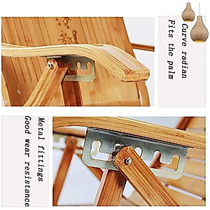 Lounge Chair, Bamboo Rocking ChairFolding Chair,Wooden Bamboo Rocking Chair with Foot Massage, Balcony Recliner Chair,Adjustable Lunch Break/Office/Outdoor Lounge Chair