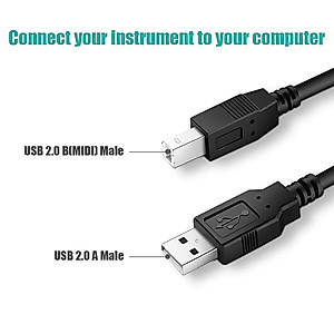 Ancable 6-Feet USB B Midi Controller Cable Cord for Audio Interface, Piano, Midi Keyboard, Midi Controller, Mixer, Speaker, Instrument, USB Microphone, USB A to B Cable
