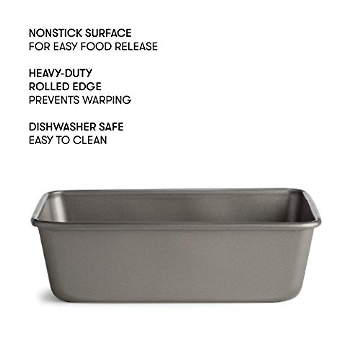Cooking Light Heavy Duty Nonstick Bakeware Carbon Steel Bread Pan or Loaf Pan with Quick Release Coating, Manufactured without PFOA, Dishwasher Safe, Oven Safe, 9.25-Inch x 5.25-Inch, Gray