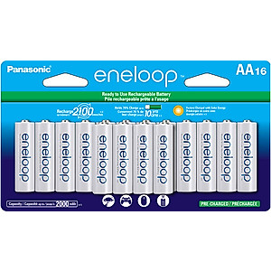 Eneloop Panasonic K-KJ55MC84CZ Power Pack; 8AA, 4AAA, and Advanced Battery 3 Hour Quick Charger & Panasonic BK-3MCCA16FA AA 2100 Cycle Ni-MH Pre-Charged Rechargeable Batteries, 16-Battery Pack
