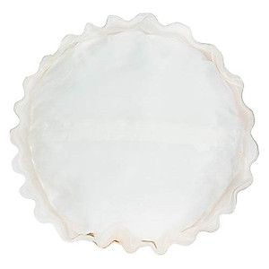 K-Cliffs Ruffled Rose Floral Chiffon Decorative Pillow Throw Round 16", Champagne