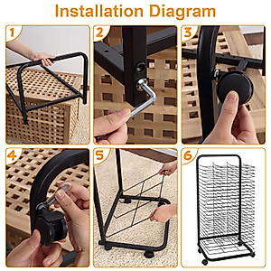 Towallmark Art Drying Rack with 25 Flexible Shelves, Mobile Paint Drying Rack with Four Wheels, Ideal for Schools and Art Studios, Height 41.5 inches, Shelves 12 by 17 inches,Black