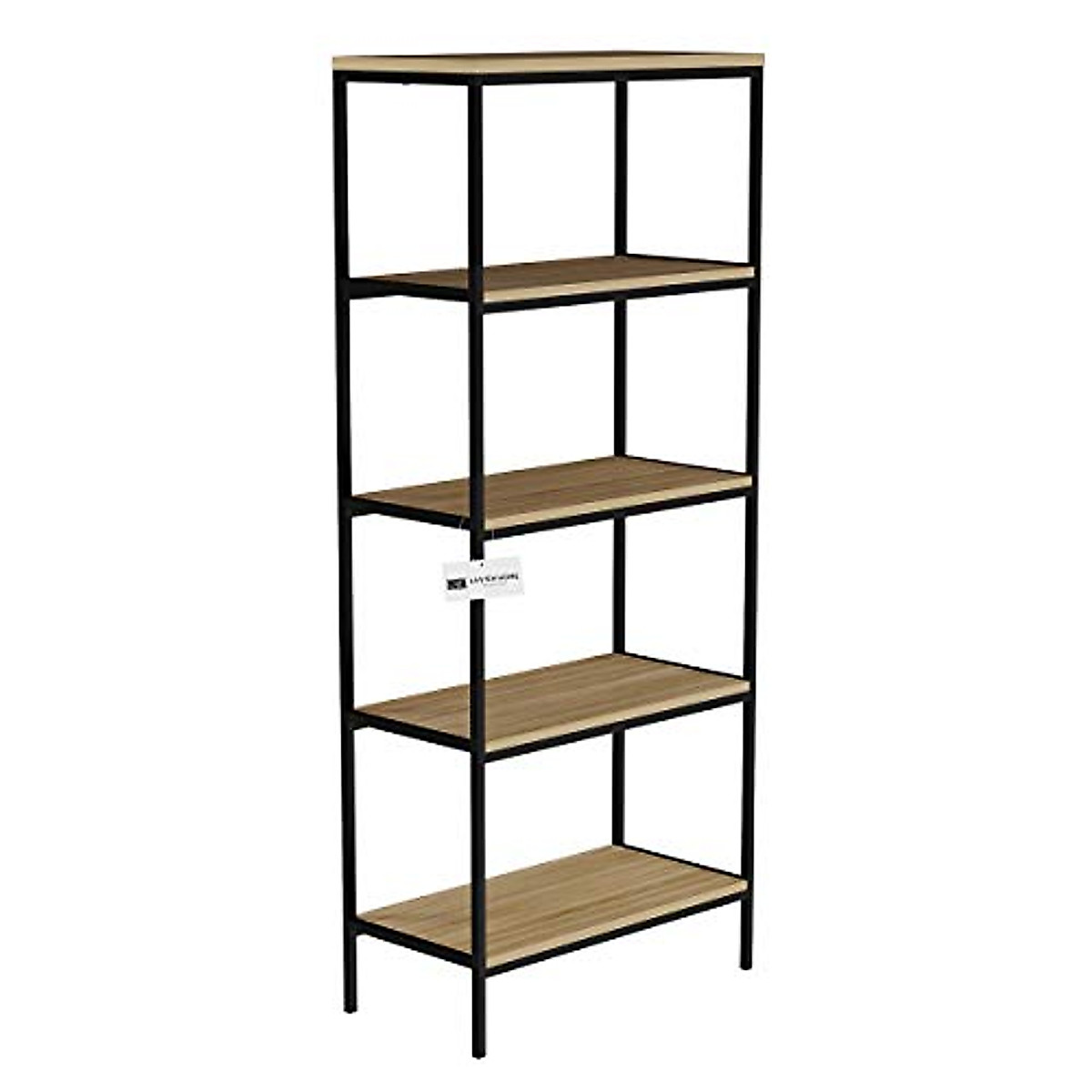 Lavish Home 5-Tier Bookshelf-Open Industrial Style Etagere, Black