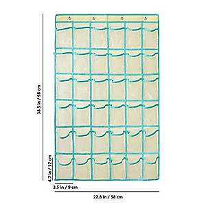 NIMES Hanging Closet Underwear Sock Jewelry Storage Over The Door Classroom Cell Phone Calculator Organizer 36 Clear Pockets (Blue)