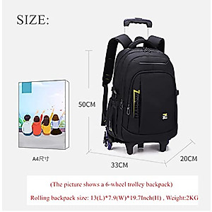 EKUIZAI Solid Color Trolley Backpack Schoolbag for Middle School Students Elementary Rolling Bag Daypack for Teen Boys