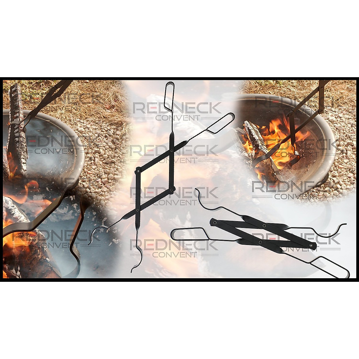 Redneck Convent RC Log Tongs Fireplace Poker Wood Tongs, Fireplace Tools Campfire Accessories Fireplace Tongs – Heavy Duty Grabber 26in