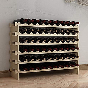 SogesGame Wine Rack,Stackable Modular Wine Rack 60Slots Storage Stand Free Standing Solid Natural Wood Wine Holder, Wobble-Free Display Shelves for Kitchen, Pantry, Wine Cellar, Basement(10 X 6 Rows)