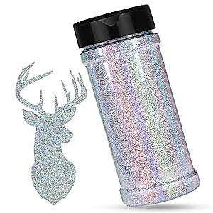 HTVRONT Holographic Extra Fine Glitter - 200g/7oz Silver Glitter for Crafts, 0.008"Portable Ultra Fine Glitter for Resin, Nails, Tumblers, Ornaments, Body, Candle, Cosmetic, Slime Glitter Powder