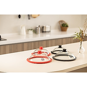 OEC Vented Splatter Guard Microwave Glass Cover with Easy-Grip Handle - 100% Food Grade Tempered Glass & BPA Free Silicone Rim. Compatible with Plates, Bowls and Meal Prep Containers, Dishwasher Safe