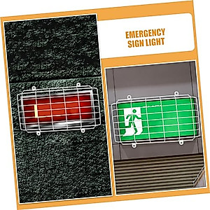 ANDRESLAD 2pcs School Evacuation Sign Safety Sign Wire Guard LED Exit Sign Emergency Light Protector Emergency Signal Damage Stopper Emergency Light Protection Light Covers Guard Iron White