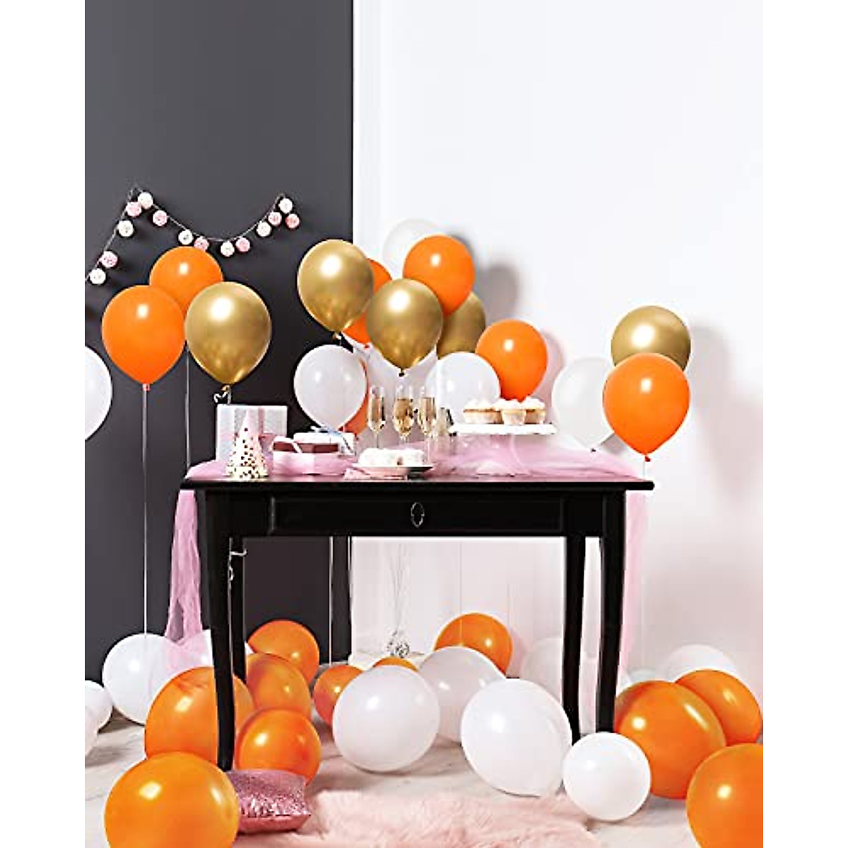 Styirl 60 pcs Gold Latex Balloons/Rose Gold Balloons/Pink Balloons/Black Balloons/White Balloons/Blue Balloons 5/10/12/18Inch for Happy Birthday Decorations/Graduation/Gender reveal/Baby shower